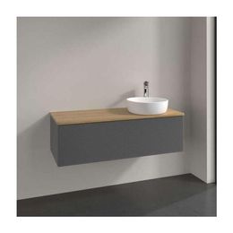 Villeroy & Boch Villeroy und Boch Antao Waschtisch-Unterschrank L34111GK mit Beleuchtung, 1 Auszug, 1200 x 360 x 500 mm, Front mit Struktur, Anthracite Matt Lacquer / Honey Oak