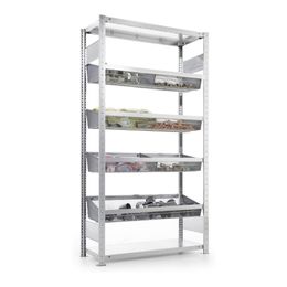 META Gitterkorbregal GR schwer 2000 x 1000 x 400 vzk mit 4 Drahtk&ouml;rben PVC Fachteiler (200185661)