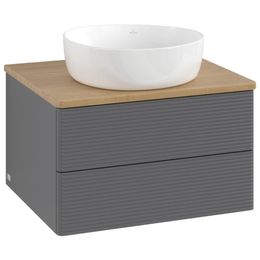 Villeroy & Boch Villeroy und Boch Antao Waschtisch-Unterschrank L18111GK mit Beleuchtung mit Struktur, 60x36x50cm, Waschbeckenplattenfarbe honey oak, anthracite matt lacquer