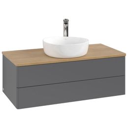 Villeroy & Boch Villeroy und Boch Antao Waschtisch-Unterschrank L20051GK mit Beleuchtung, 100x36x50cm, Hahnloch, Waschbeckenplattenfarbe honey oak, anthracite matt lacquer