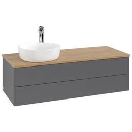 Villeroy & Boch Villeroy und Boch Antao Waschtisch-Unterschrank L22051GK mit Beleuchtung, 120x36x50cm, Hahnloch, Waschbeckenplattenfarbe honey oak, anthracite matt lacquer