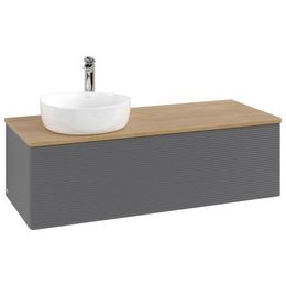 Villeroy & Boch Villeroy und Boch Antao Waschtisch-Unterschrank L33151GK mit Beleuchtung mit Struktur, 120x36x50cm, Hahnloch, Waschbeckenplattenfarbe honey oak, anthracite matt lacquer