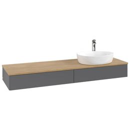 Villeroy & Boch Villeroy und Boch Antao Waschtisch-Unterschrank L16051GK mit Beleuchtung, 160x19x50cm, Hahnlochbohrung, Waschbeckenplattenfarbe honey oak, anthracite matt lacquer
