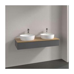Villeroy & Boch Villeroy und Boch Antao Waschtisch-Unterschrank L13051GK mit Beleuchtung, 1 Auszug, 1200 x 190 x 500 mm, Front ohne Struktur, Anthracite Matt Lacquer / Honey Oak