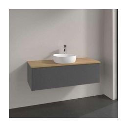 Villeroy & Boch Villeroy und Boch Antao Waschtisch-Unterschrank L32111GK mit Beleuchtung, 1 Auszug, 1200 x 360 x 500 mm, Front mit Struktur, Anthracite Matt Lacquer / Honey Oak