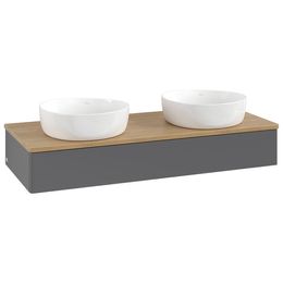 Villeroy & Boch Villeroy und Boch Antao Waschtisch-Unterschrank L13011GK mit Beleuchtung, 120x19x50cm, Waschbeckenplattenfarbe honey oak, anthracite matt lacquer