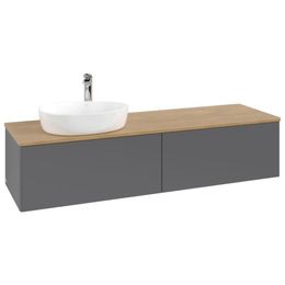 Villeroy & Boch Villeroy und Boch Antao Waschtisch-Unterschrank L37051GK mit Beleuchtung, 160x36x50cm, Hahnlochbohrung, Waschbeckenplattenfarbe honey oak, anthracite matt lacquer