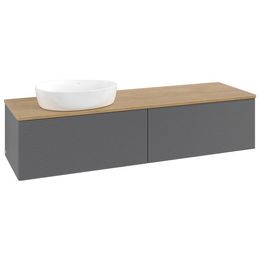 Villeroy & Boch Villeroy und Boch Antao Waschtisch-Unterschrank L37111GK mit Beleuchtung mit Struktur, 160x36x50cm, Waschbeckenplattenfarbe honey oak, anthracite matt lacquer