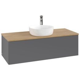 Villeroy & Boch Villeroy und Boch Antao Waschtisch-Unterschrank L32051GK mit Beleuchtung, 120x36x50cm, Hahnloch, Waschbeckenplattenfarbe honey oak, anthracite matt lacquer