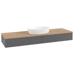 Villeroy & Boch Villeroy und Boch Antao Waschtisch-Unterschrank L14111GK mit Beleuchtung mit Struktur, 160x19x50cm, Waschbeckenplattenfarbe honey oak, anthracite matt lacquer