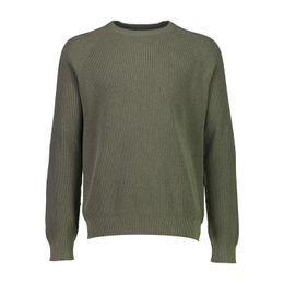 Strickpullover LINDBERGH "Strickpullover Relaxed Fit", Herren, Gr. L, army, Obermaterial: 60% Baumwolle, 40% Polyester, unifarben, Rundhals, Pullover Strickpullover