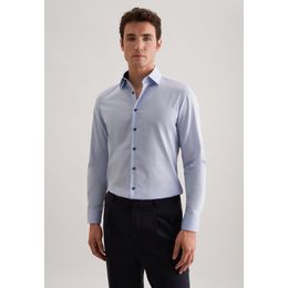 Businesshemd Seidensticker "Schwarze Rose", Herren, Gr. S (38), normale &Auml;rmell&auml;ngen, blau, 100% Baumwolle, unifarben, tailored fit, 2-Knopf-Manschette, Hemden, Shaped 1/1 Kentkragen Uni