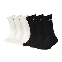 Socken Puma "Puma JUNIOR CREW SOCK 6P ECOM", M&auml;dchen, Gr. 35-38, schwarz-wei&szlig; (schwarz, wei&szlig;), Baumwollmischung, normal, Socken Socken, gepolsterte Sohle f&uuml;r zus&auml;tzlichen Komfort