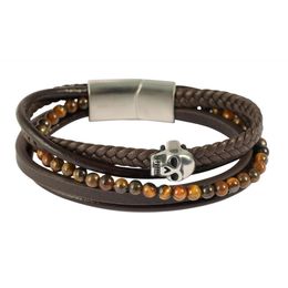 Adelia&acute;s Edelstahlarmband ADELIA&acute;S "Herren Armband aus Edelstahl mit Tigerauge" Gr. 17, braun silber, Armb&auml;nder, Herren, 17, Edelstahl, Edelstahlarmband