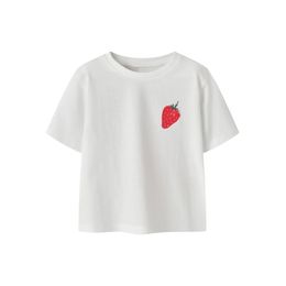 T-Shirt name it "NMFJAYSLINE SS NREG TOP BOX", M&auml;dchen, Gr. 104, hellwei&szlig;, Jersey, Obermaterial: 100% Baumwolle, bedruckt, regular fit normal, Rundhals, Shirts T-Shirt, Baumwolle, regular fit