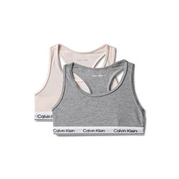 Bralette "2PK BRALETTE", Damen, Gr. 152/158, N-Gr, rosa, grau, Jersey, Obermaterial: 95% Baumwolle, 5% Elasthan, Calvin Klein Underwear, Basic, k&ouml;rpernah, BHs Bralette, mit Logobund