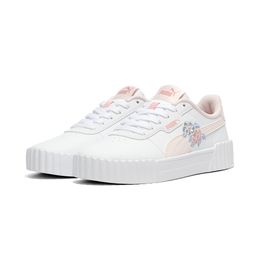 Sneaker Puma "Carina 3.0 Floral Sneakers M&auml;dchen", Jungen, Gr. 35,5, wei&szlig; jasmine flower seafoam pink blau, Obermaterial: Synthetik, Textil. Futter: Textil. Innensohle: Textil. Laufsohle: Gummi, Schuhe Sneaker