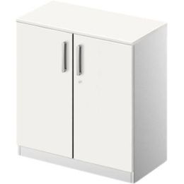 Sch&auml;fer Shop Sch&auml;fer Shop Genius Fl&uuml;gelt&uuml;renschrank TETRIS SOLID, 2 OH, B 800 mm, abschlie&szlig;bar, mit Abdeckplatte, wei&szlig;/wei&szlig;alu