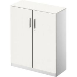 Sch&auml;fer Shop Sch&auml;fer Shop Genius Fl&uuml;gelt&uuml;renschrank TETRIS SOLID, 3 OH, B 800 mm, abschlie&szlig;bar, mit Abdeckplatte, wei&szlig;/wei&szlig;alu