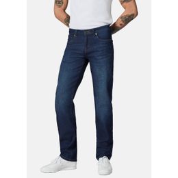 Tapered-fit-Jeans PEAK TIME "Cosmis", Herren, Gr. 38, L&auml;nge 34, plasma indigo, Jeans, Obermaterial: 88% Baumwolle, 11% Polyester, 1% Elasthan, gerade, unten schmal lang, Jeans, Herren Tapered Jeans mit Logopr&auml;gung