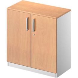 Sch&auml;fer Shop Sch&auml;fer Shop Genius Fl&uuml;gelt&uuml;renschrank TETRIS SOLID, 2 OH, B 800 mm, abschlie&szlig;bar, mit Abdeckplatte, Buche-Dekor/wei&szlig;alu