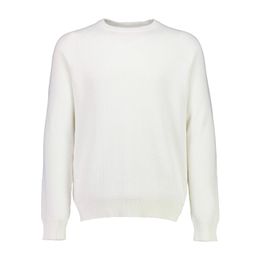 Strickpullover LINDBERGH "Strickpullover Relaxed Fit", Herren, Gr. L, sanftes wei&szlig;, Obermaterial: 60% Baumwolle, 40% Polyester, unifarben, Rundhals, Pullover Strickpullover