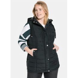 Longweste sheego, Damen, Gr. 44, schwarz, 100% Polyester, unifarben, Westen Longweste
