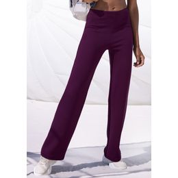 Sporthose Lascana, Damen, Gr. S (36/38), N-Gr, lila (burgunder), Trikot, Obermaterial: 67% Polyester, 28% Modal, 5% Elasthan, unifarben, bequem lang, Hosen Sporthose, aus elastischer Rippstruktur