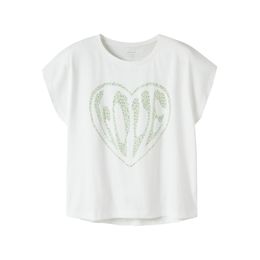 T-Shirt name it "NKFHAVAKA CAP SL NREG TOP BOX", Jungen, Gr. 134/140, hellwei&szlig; print:love, Jersey, Obermaterial: 100% Baumwolle, bedruckt, regular fit normal, Rundhals, Shirts T-Shirt, Baumwolle, regular fit