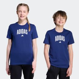 T-Shirt adidas Sportswear "J COLLEG T", Jungen, Gr. 140, blau (dunkelblau), Obermaterial: 100% Baumwolle, normal, Rundhals, Shirts T-Shirt, f&uuml;r Kinder, mit grafischem Design, aus Baumwolle