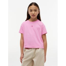 T-Shirt Tommy Hilfiger, M&auml;dchen, Gr. 3 (98), pink daisy, Single Jersey, Obermaterial: 100% Baumwolle, unifarben, regular fit normal, Rundhals, abgesteppte Kante, Shirts T-Shirt, Regular Fit, Rundhalsausschnitt, reine Baumwolle, Kinder bis 16 Jahre