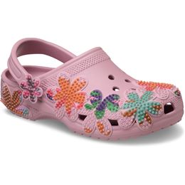 Clog Crocs "Classic Summer Beaded Clog", Damen, Gr. 36, mauve, Croslite&trade;, gebl&uuml;mt, kontrastfarbene Details, Schuhe Clog, Sommerschuh, Gartenschuh, Strandschuh in Bl&uuml;ten-Optik