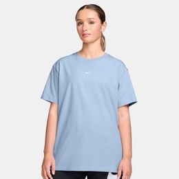 T-Shirt Nike Sportswear "W NSW CLASSIC SS TEE", Damen, Gr. L, hydrogen blu, Jersey, Obermaterial: 100% Baumwolle, normal, Rundhals, Shirts T-Shirt, sportliche Passform, Kurzarm, Rundhalsausschnitt