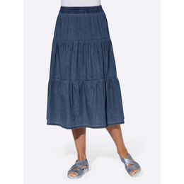 Jeansrock Classic Basics, Damen, Gr. 38, blau (blau, stone, washed), 100% Baumwolle, unifarben, wadenlang, R&ouml;cke Jeansrock
