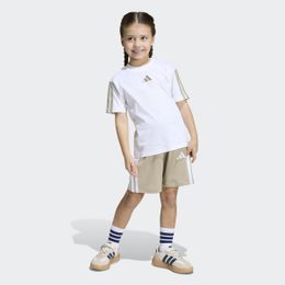 Trainingsanzug adidas Sportswear "LK 3S T-SET 160", Jungen, Gr. 128, wei&szlig;, wonder cargo, Obermaterial: 100% Baumwolle, Sportanz&uuml;ge Trainingsanzug