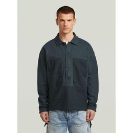 G-Star Raw Longpullover G-STAR "Washed Fabric Mix Loose Sweatshirt", Herren, Gr. M, dk patriot blau gd, Obermaterial: 100% Baumwolle, Pullover Longpullover