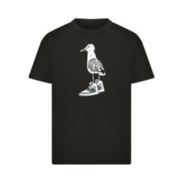 T-Shirt MisterTee "MisterTee The Seagull Sneakers Tee", Jungen, Gr. 110/116, schwarz, 100% Baumwolle, bedruckt, relaxed fit, Rundhals, Shirts T-Shirt