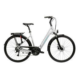 Cityrad KROSS "Sentio 3.0 Silber 24 G&auml;nge" Gr. 41, silberfarben, schwarz, Fahrr&auml;der, 41cm, 28 Zoll (71,12cm) hinten: 28 Zoll (71,12cm)