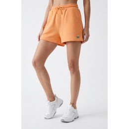 Sweatshorts Only "ONLMINNA SWEAT SHORTS CS SWT", Damen, Gr. L, N-Gr, mock orange detail:Only badge, Sweatware, Obermaterial: 65% Polyester, 35% Baumwolle, unifarben, regular fit kurz, Hosen Sweatshorts, Materialmix, regular fit