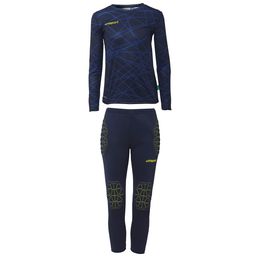 Sportanzug Uhlsport "Torwart-Sets Prediction Junior Kids", Jungen, Gr. 116, blau (marine, fluo gelb), Obermaterial: 100% Polyester Pol. recyc.., Sportanz&uuml;ge