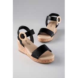 Plateausandale ANISTON SHOES, Damen, Gr. 37, schwarz, Lederimitat, Schuhe, Sommerschuh, Sandalette - NEUE KOLLEKTION