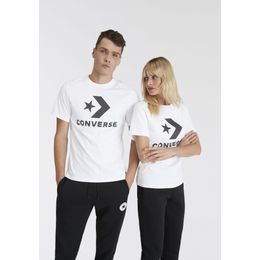 T-Shirt Converse "Unisex GO-TO STAR CHEVRON LOGO STANDARD-FIT", Damen, Gr. L, schwarz-wei&szlig; (wss, schw), Single Jersey, Obermaterial: 100% Baumwolle, Rundhals, normaler Saum, Shirts T-Shirt, Unisex