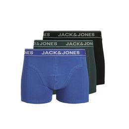 Jack & Jones Trunk JACK & JONES "JACBLACK &ndash; Boxershorts mit Stretch, Jersey und mittlerer Taille", Herren, Gr. L, 3 Stk., schwarz pack:dazzling blau, forest river, Jersey, Obermaterial: 95% Baumwolle, 5% Elasthan, unifarben, normal, Unterhosen, unifarben, modisch, regular fit, Jersey