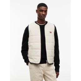 Steppweste Tommy Jeans "TJM HERITAGE FLAG QUILTED", Herren, Gr. S, classic beige, Web, Obermaterial: 100% Nylon, regular fit normal, Rundhals, Westen Steppweste, Underliner Regular fit mit Rundhalsausschnitt