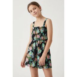 Playsuit Roxy "PLAYA BABY PRINTED", M&auml;dchen, Gr. 10 (134/140), N-Gr, anthrazit aquarella active rg, Obermaterial: 100% Viskose, Overalls, f&uuml;r Kinder und Jugendliche, sportlicher Stil, bequeme Passform