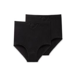 Maxislip Schiesser "Cotton Essentials", Damen, Gr. 40, 000, schwarz, Feinripp, Obermaterial: 100% Baumwolle, unifarben, bequem, Unterhosen, mit zarten Stickerei-Motiven