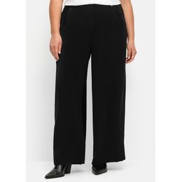 Anzughose sheego, Damen, Gr. 46, Normalgr&ouml;&szlig;en, schwarz, 100% Polyester, unifarben, Hosen Anzughose