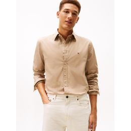 Businesshemd Tommy Hilfiger "FLEX POPLIN SOLID", Herren, Gr. XXL, N-Gr, coastal taupe, Popeline, Obermaterial: 100% Baumwolle, regular fit h&uuml;ftlang, &Auml;rmel mit &Auml;rmelschlitz 1-Knopf-Manschette, Hemden, unifarben, klassisch, regular fit, Baumwolle, Button-down-Kragen