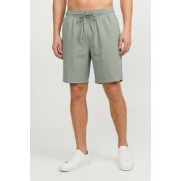 Jack & Jones Jogginghose JACK & JONES "JPSTJAIDEN BREEZE JOGGER SHORT", Herren, Gr. L, N-Gr, agave gr&uuml;n detail:solid, Web, Obermaterial: 81% Baumwolle, 15% Leinen, 4% Elasthan, unifarben, regular fit kniefrei, Hosen Jogginghose