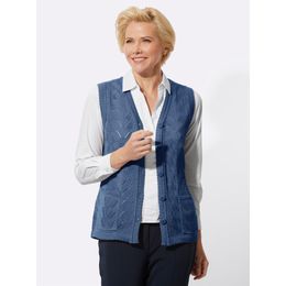 Strickweste CLASSIC, Damen, Gr. 44, blau (jeansblau), 100% Polyacryl, unifarben, Westen Strickweste